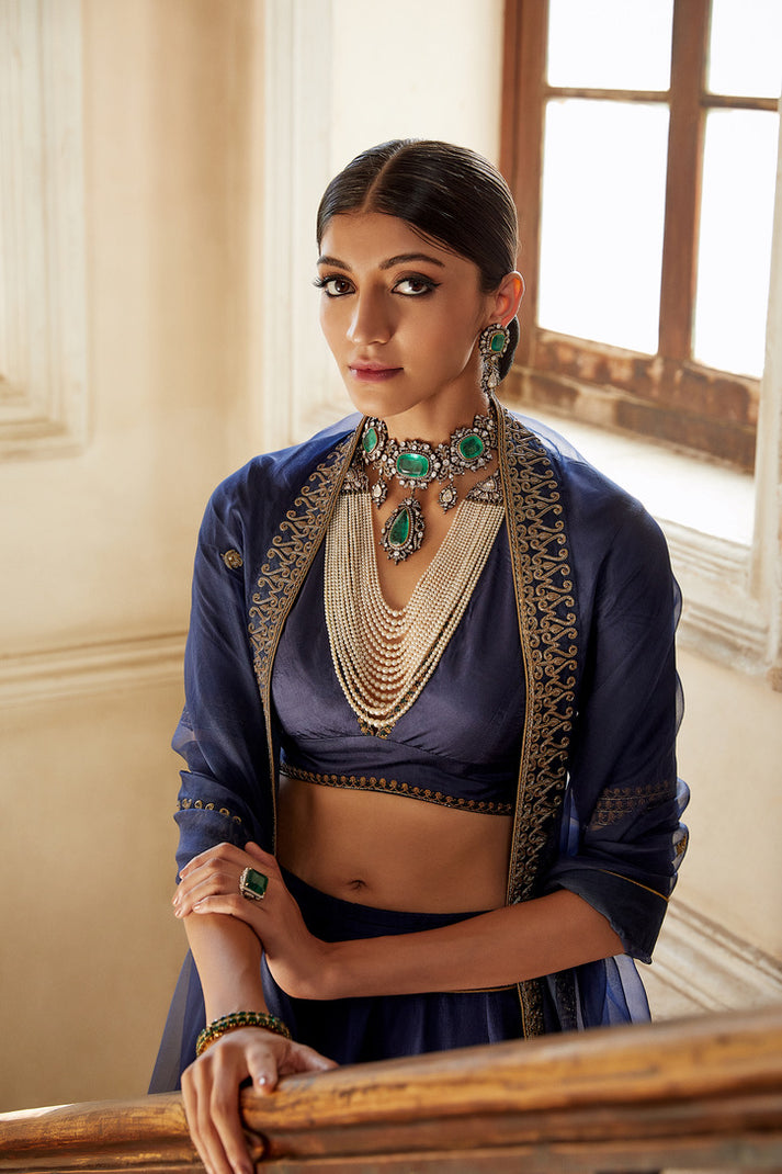 Shabhnam Lehenga Set INDIGO – Nisharahmedofficial