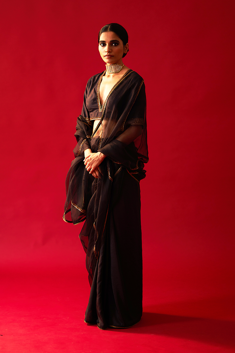 Tahera Saree (Black) – Nisharahmedofficial
